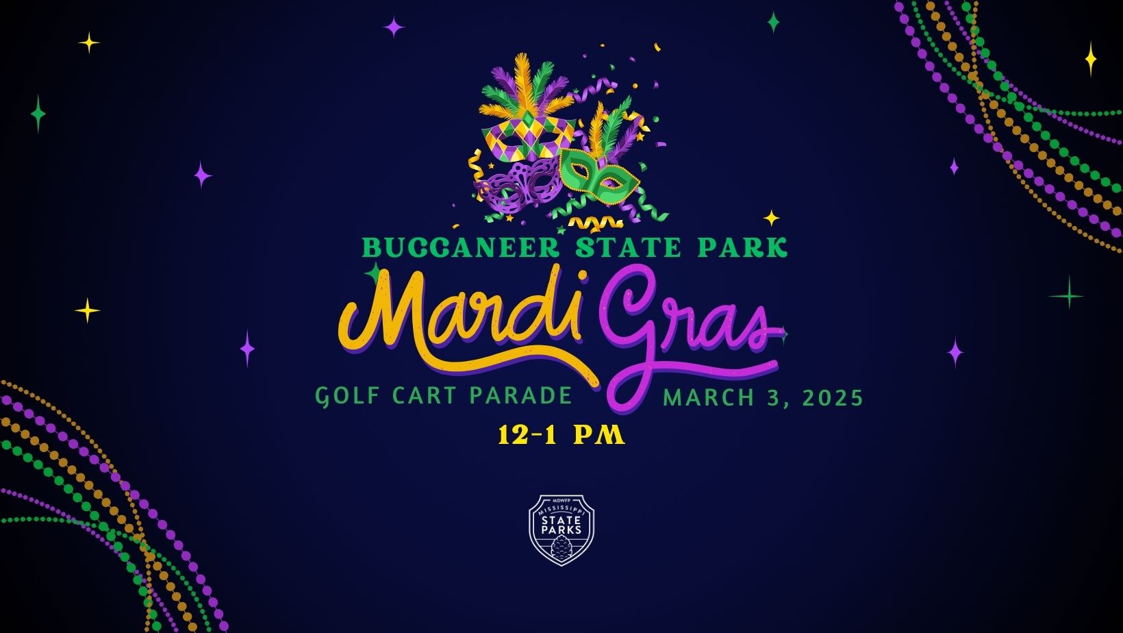 Buccaneer State Park Mardi Gras Golf Cart Parade | Mississippi Department of Wildlife, Fisheries ...